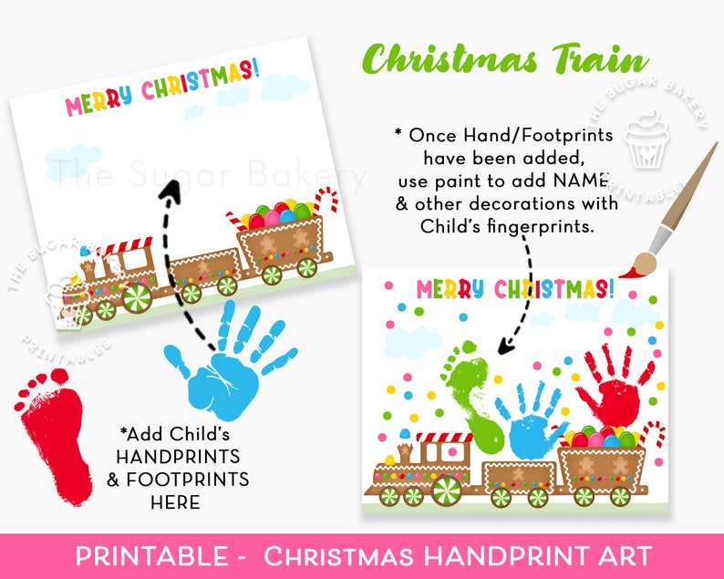 Christmas Handprint Art Craft for Kids Toddlers Gingerbread Train ...