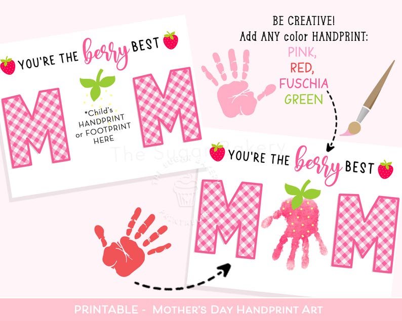 Mothers Day Berry Handprint Strawberry HANDPRINT Art for Kids BERRY ...