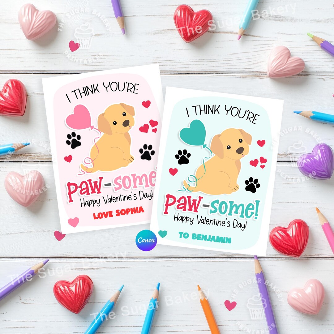 Printable Dog Valentine's Day Cards, Golden Retriever Labrador ...