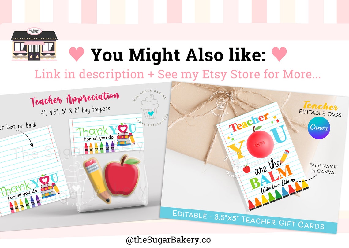 Printable Teacher Bag Topper, THANK YOU for All You Do, Teacher ...