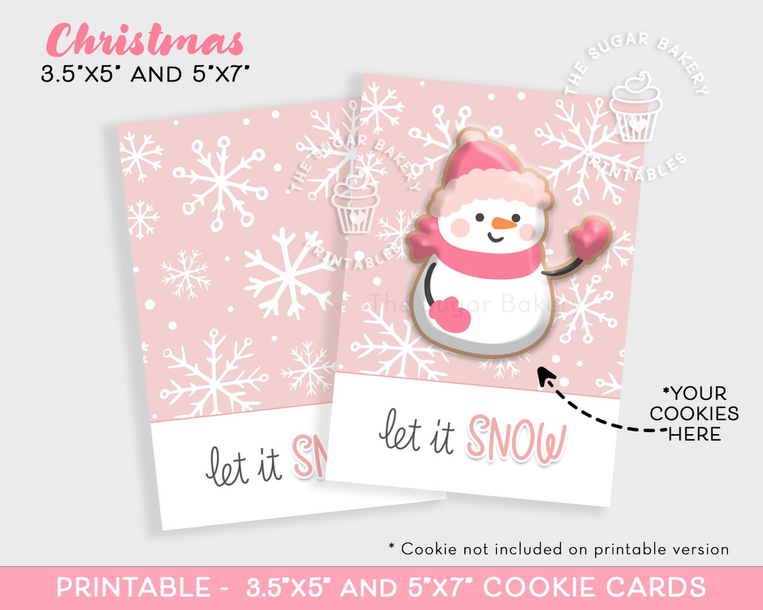 Let It SNOW Cookie Card Snowflake Cookie Card Snowman Card - Etsy
