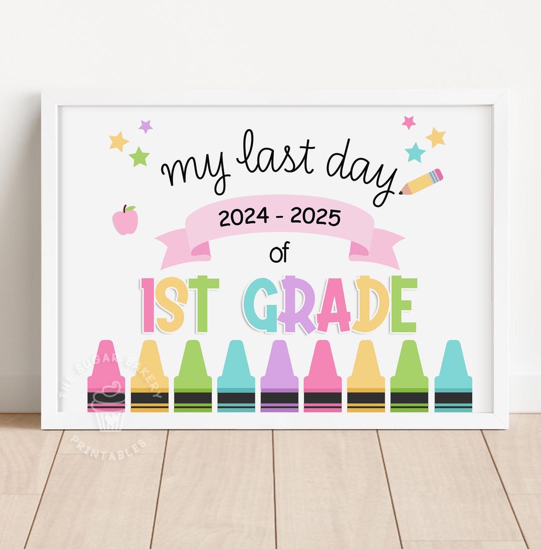 LAST DAY of 1st Grade Sign, Printable Pastel School Sign, Goodbye 1st ...