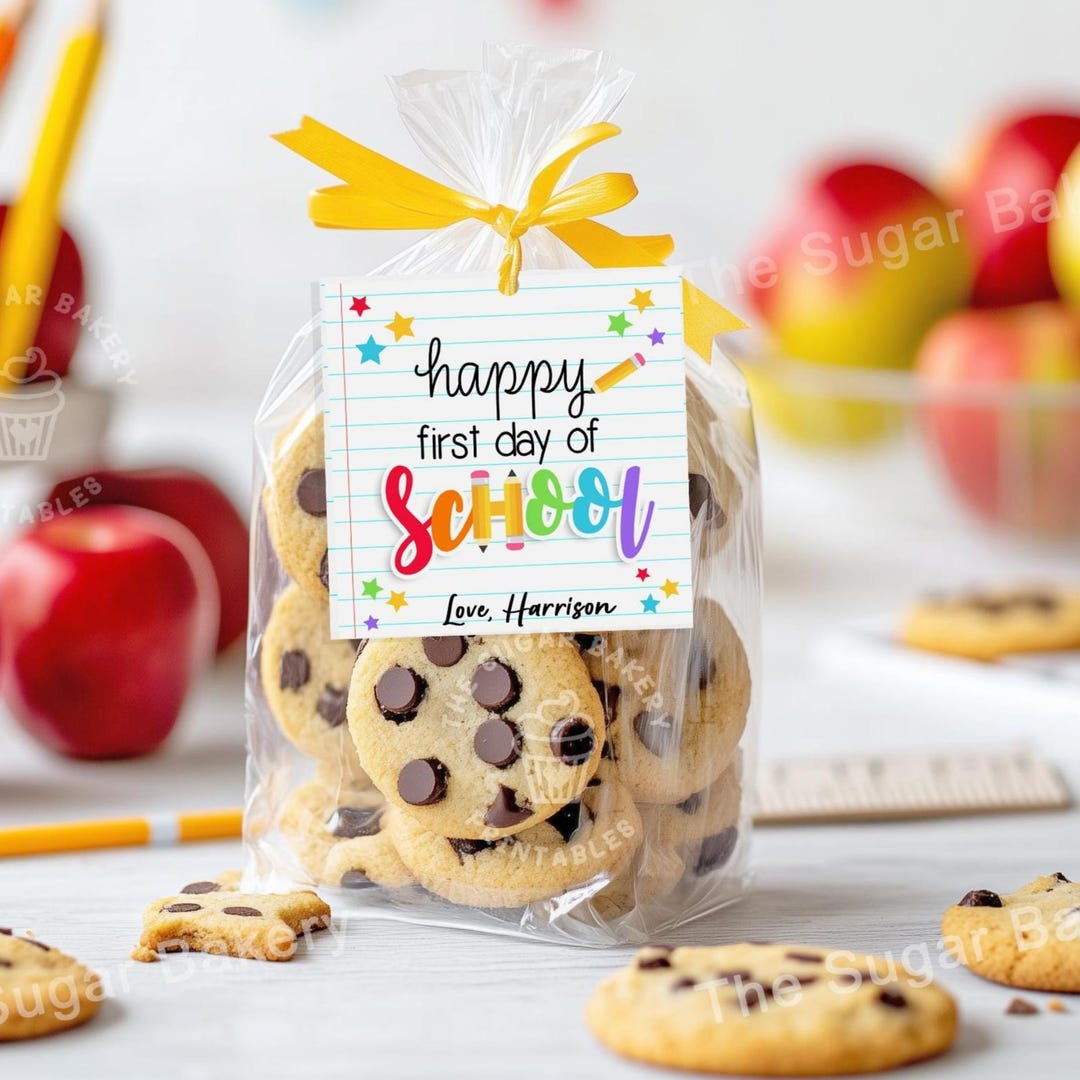 Back to School Cookie Tags, Happy FIRST DAY of School Treat Tag, Pen ...