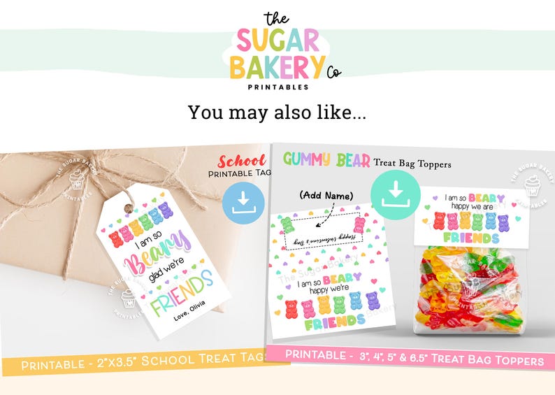 Last Day of School Treat Tag, Editable BEARY Glad We're FRIENDS Gummy ...