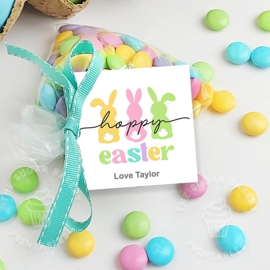 HOPPY Easter Tags, Happy Easter Tags, Easter COOKIE TAGS, Printable ...