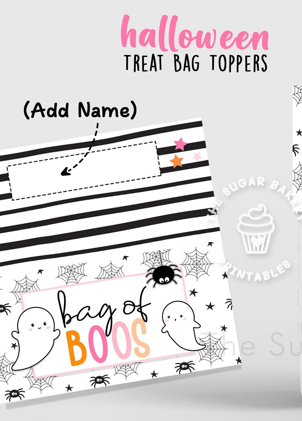 Bag of BOOS Halloween TREAT Bag TOPPER, 4" 5" 6.5" Goodie Bag for Kids ...