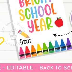 Here's to a Bright SCHOOL Year Printable Tag, Back to School Gift TAGS ...