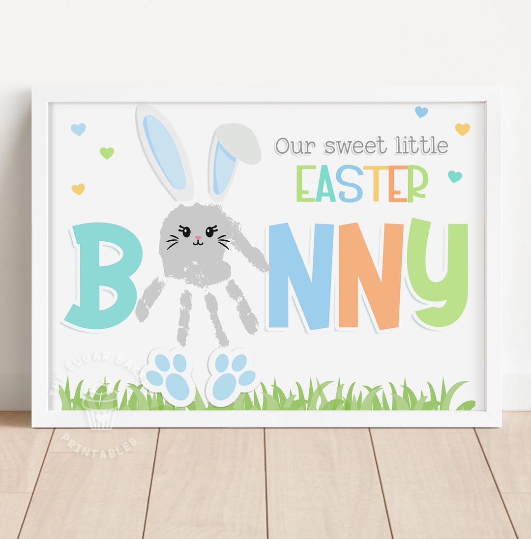 Easter Bunny Handprint Art, EASTER Footprint Handprint Craft, Keepsake ...