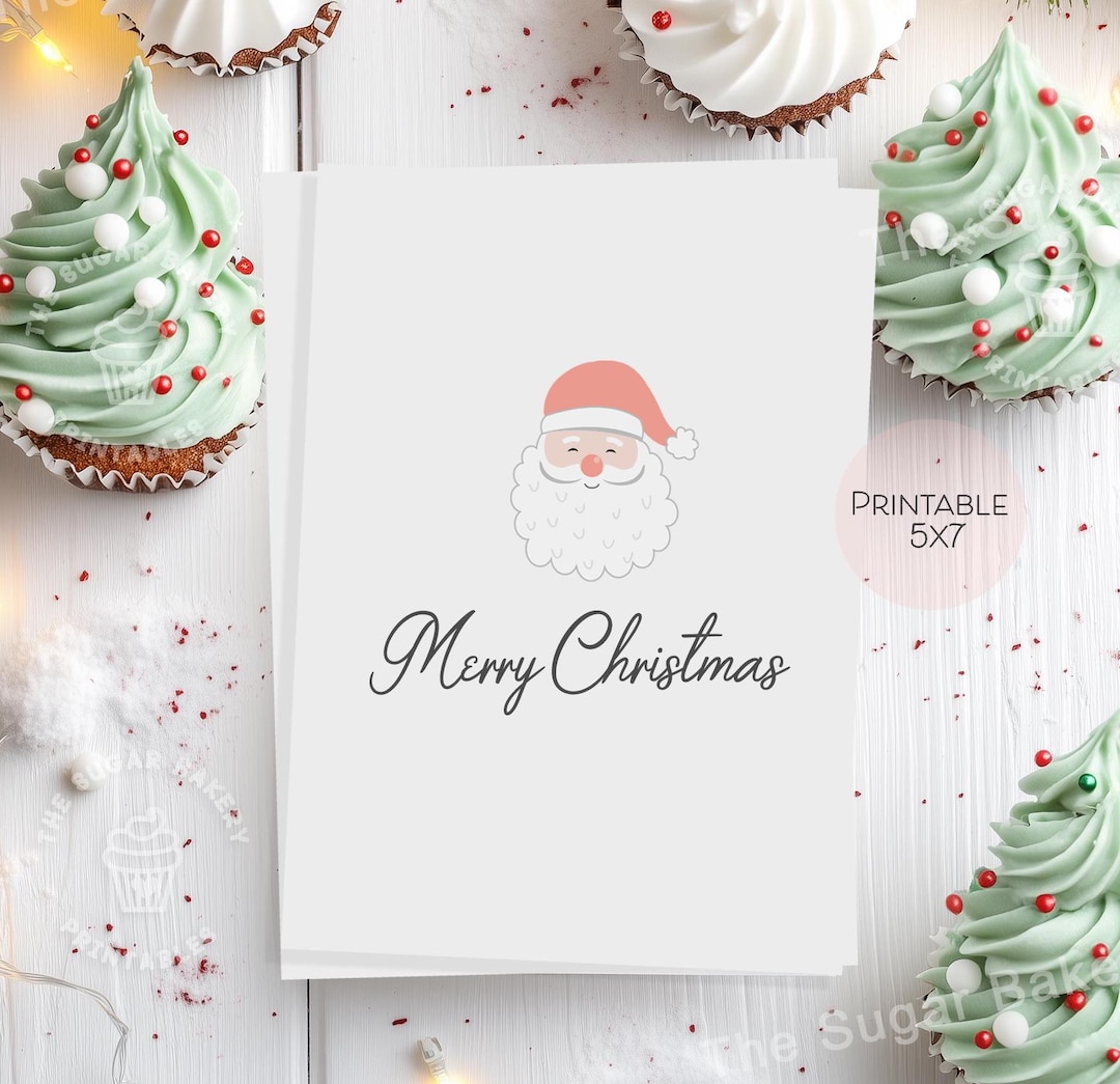 Merry Christmas CARD Printable, Merry Christmas Santa Card, Last Minute ...