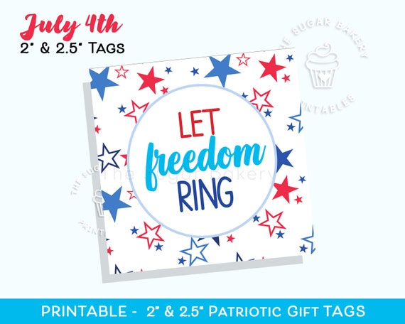 Let Freedom Ring Happy 4th of July Printable Cookie Tag - Etsy