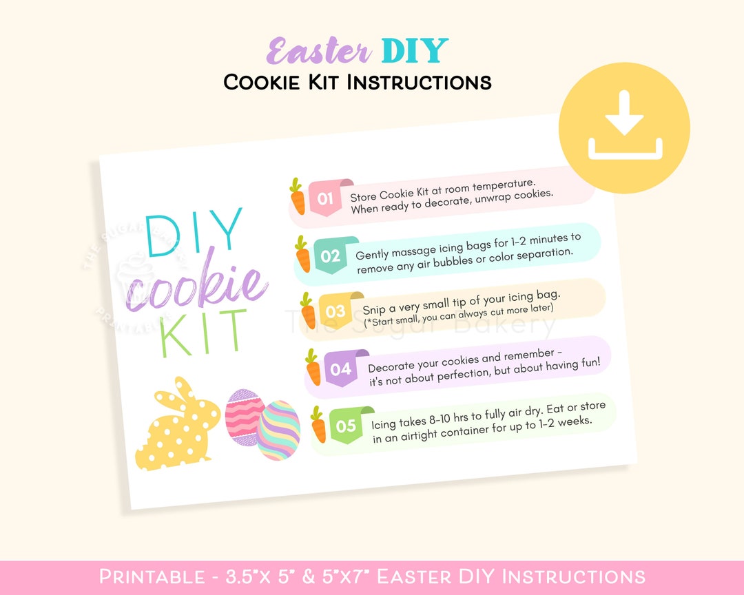 Printable EASTER DIY Cookie Kit Instructions, Easter Diy Cookie Kit ...