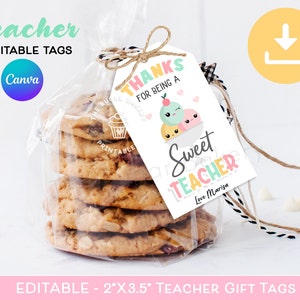Teacher Appreciation Tags Printable, Thank You for Being a SWEET ...