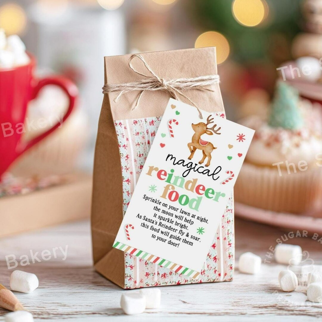 Printable Reindeer Food Tag Magical Reindeer Treat Label Christmas Eve ...