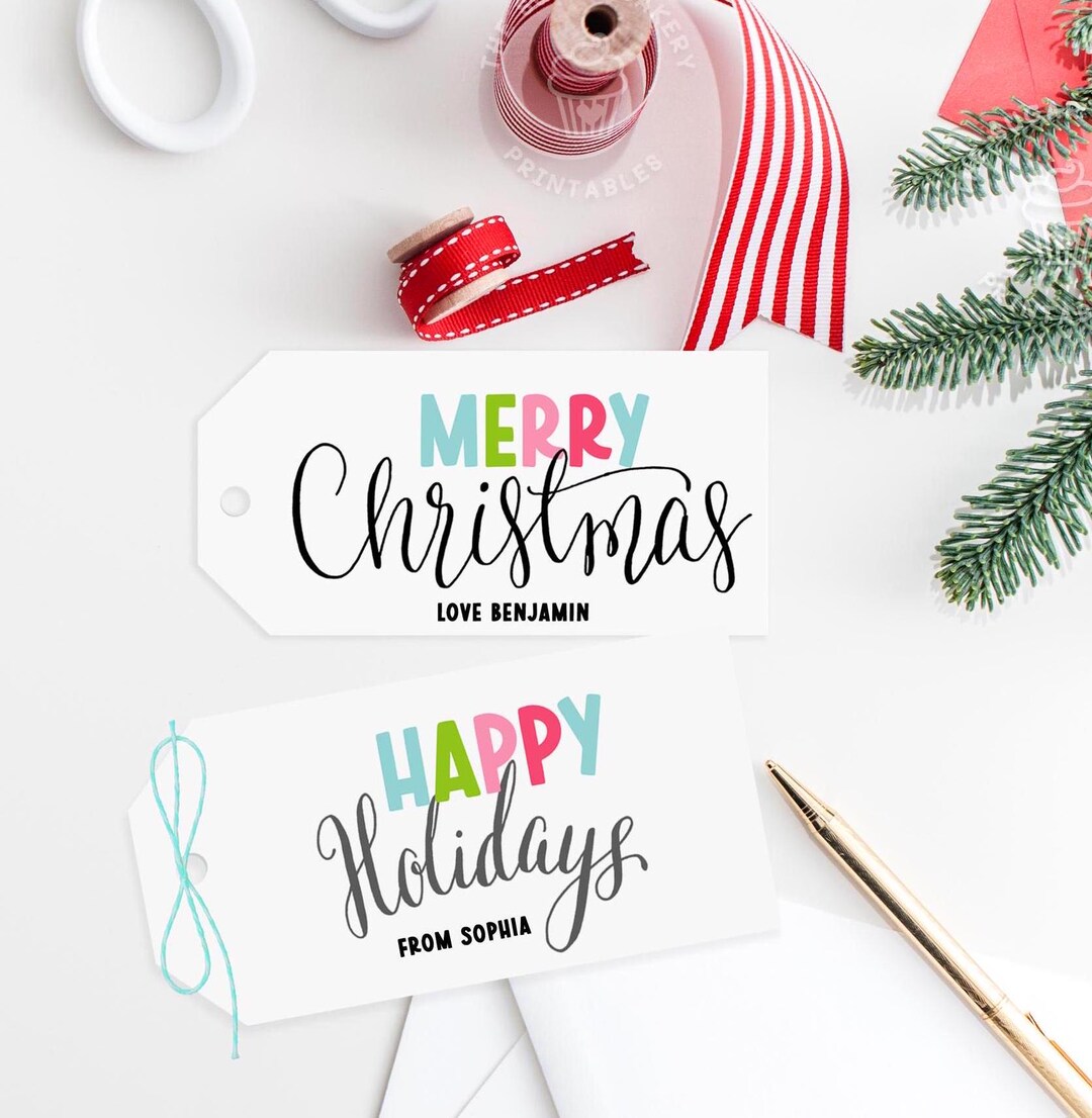 Merry Christmas Gift Tag EDITABLE Happy Holidays Gift Tags for Kids ...