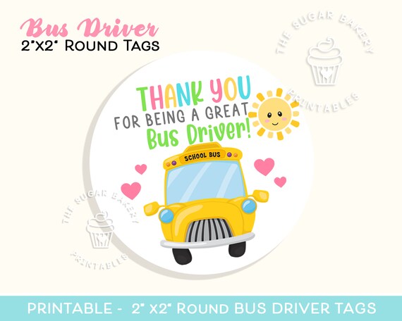 BUS DRIVER Thank You Tags Thank You Bus Driver Cookie Tags | Etsy
