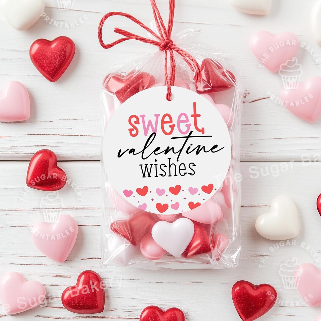 Printable Valentines Day Treat Tags, SWEET Valentine Wishes Tag ...