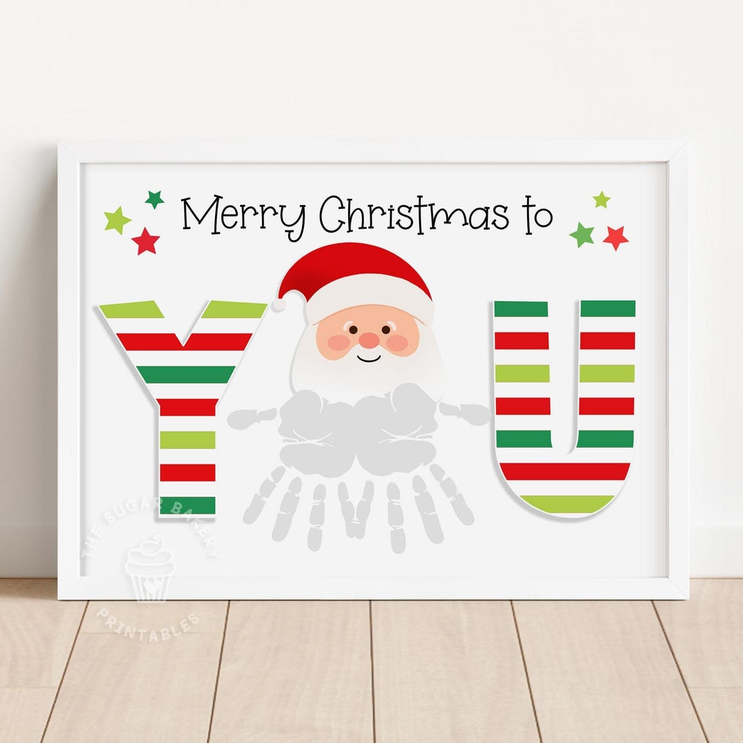 Christmas Handprint Art SANTA Merry Christmas Handprint Craft Christmas ...