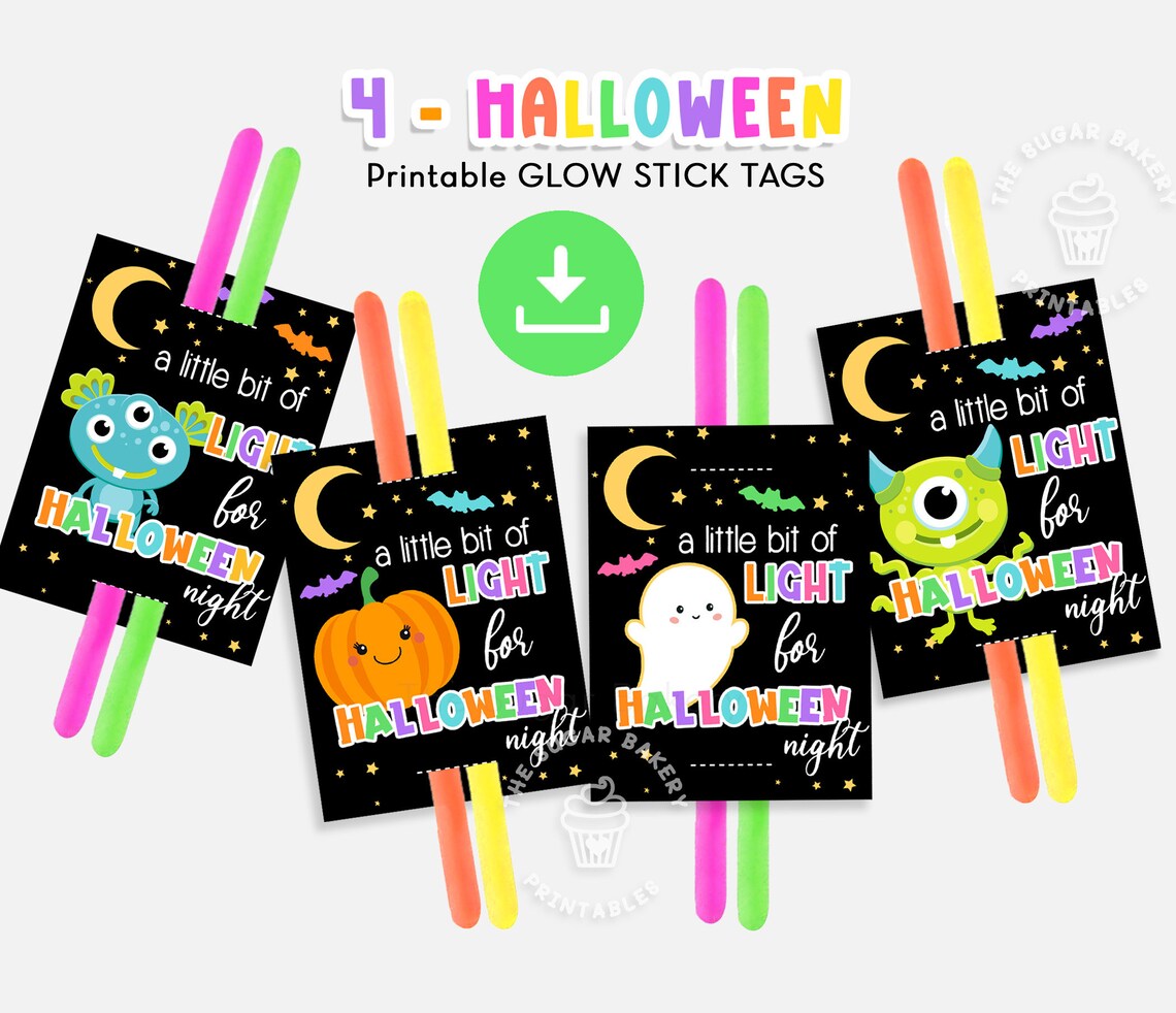 Glow Stick Tag, A Little Bit of Light for Halloween Night, Printable ...
