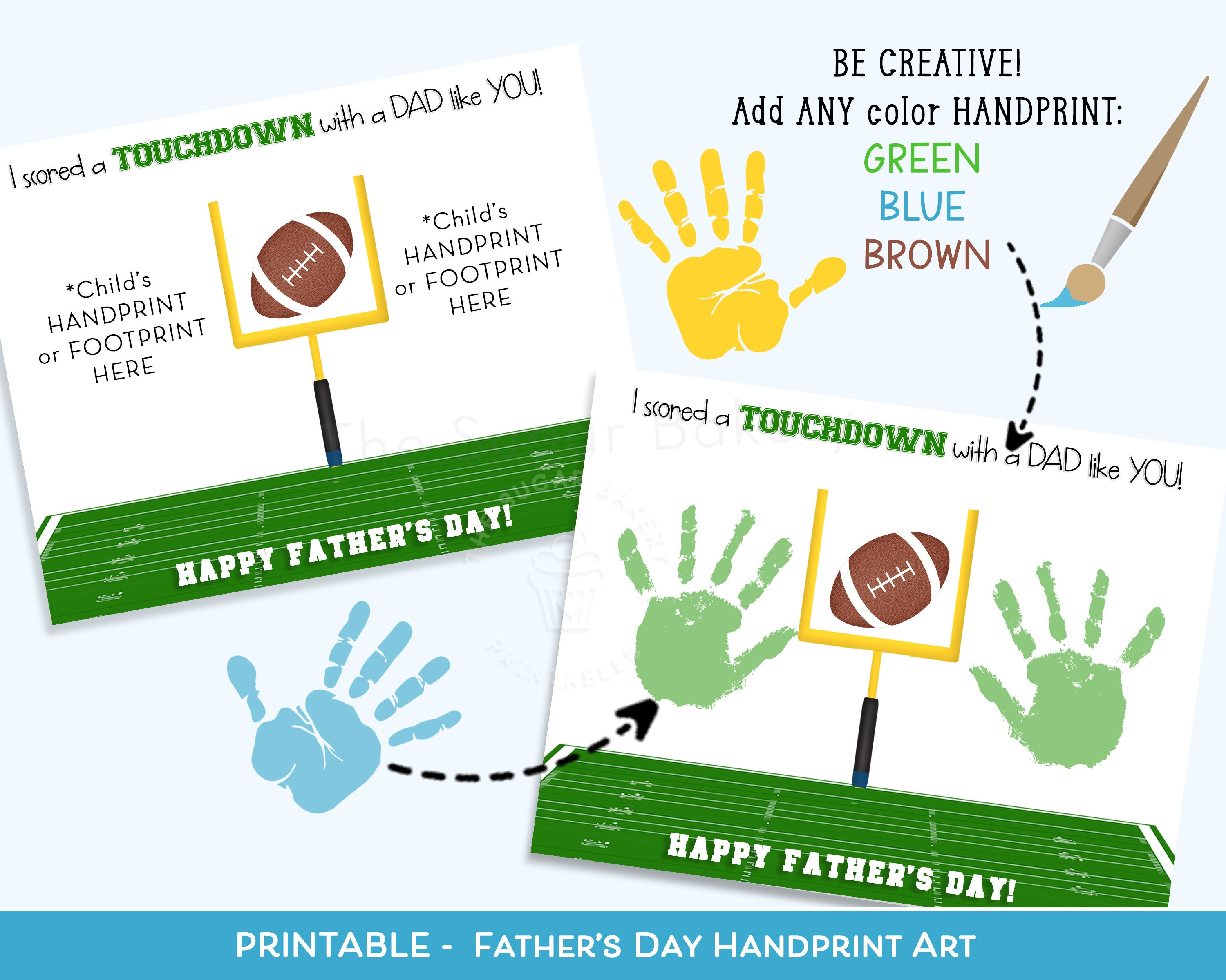 Fathers Day Handprint Art, FOOTBALL Handprint Craft, Fathers Day ...
