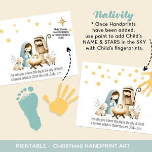Christmas NATIVITY Handprint Art, Jesus Birth Mary Joseph Sunday School ...