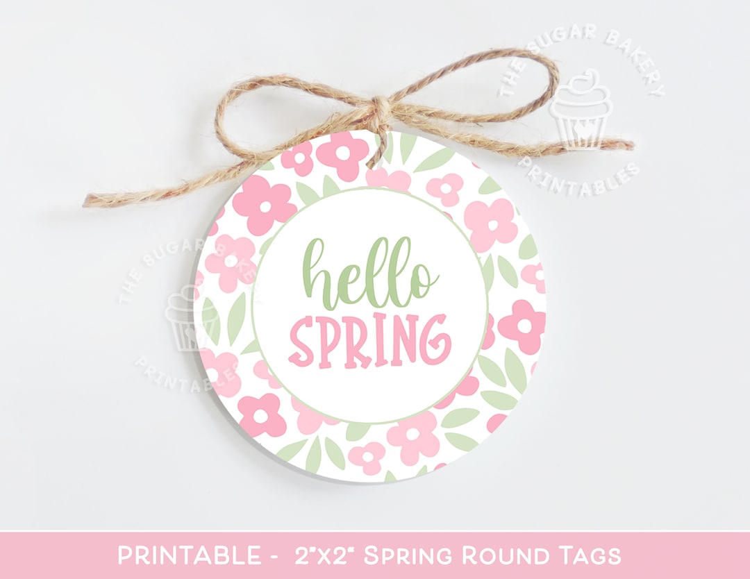 Printable SPRING Cookie Tag, Spring Gift TAGS, Round Floral Pink Green ...