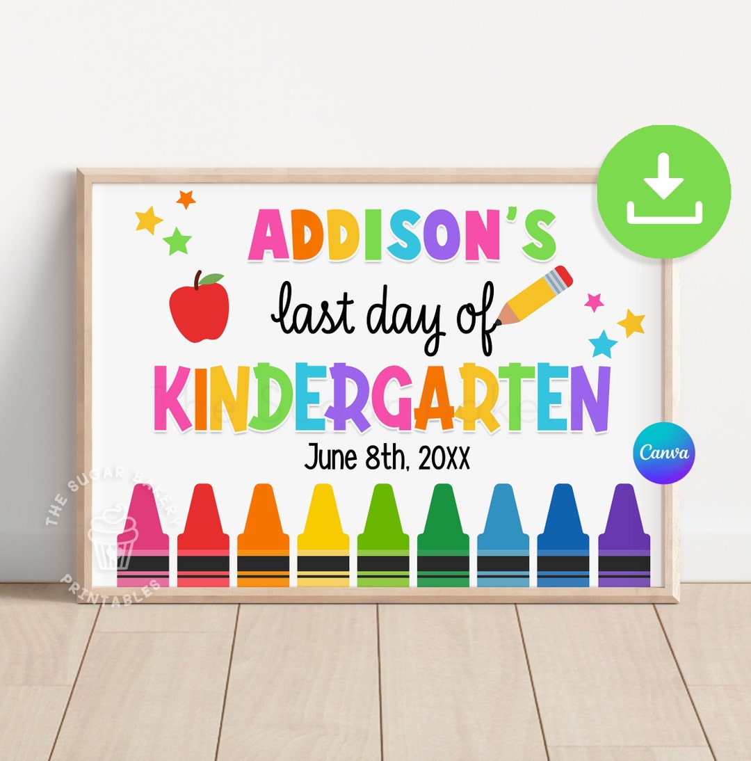 LAST Day of KINDERGARTEN SIGN, Editable Last Day of School Sign ...