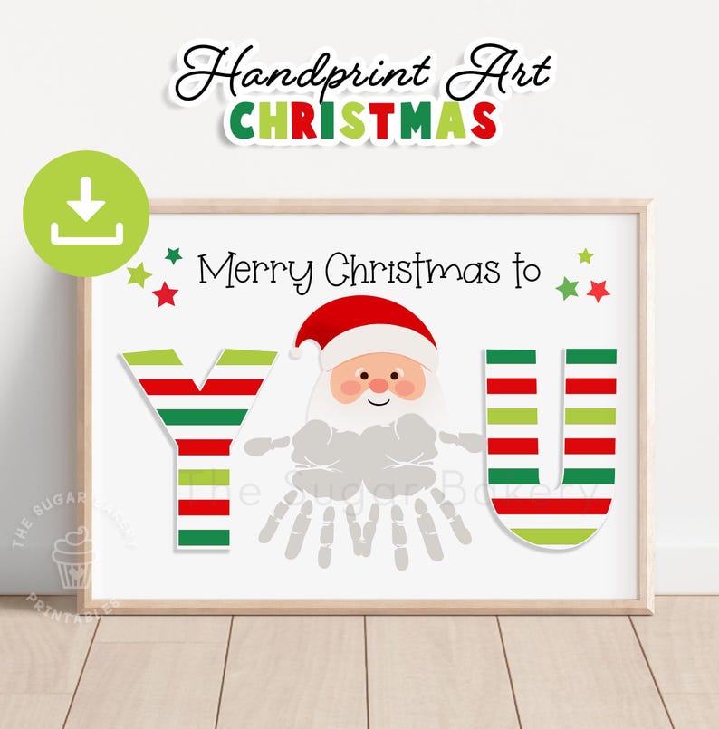 Christmas Handprint Art SANTA Merry Christmas Handprint Craft Christmas ...