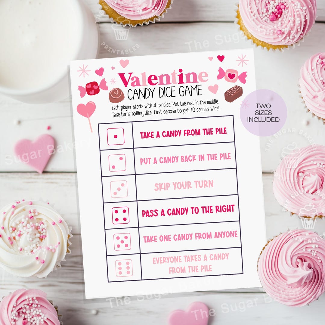 Valentine Dice Game Printable Fun Classroom Candy Exchange Game for ...