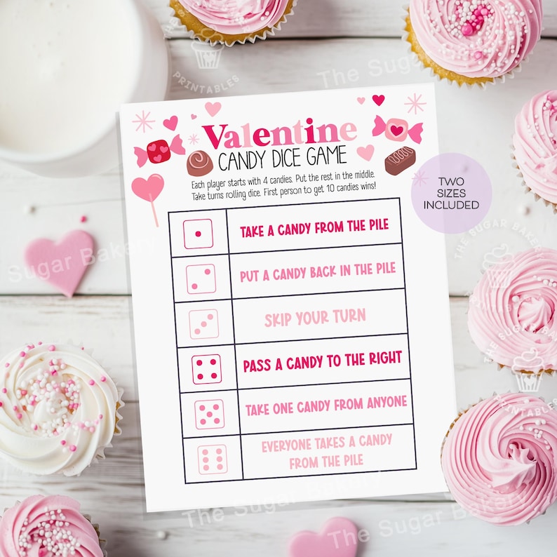 Valentine Dice Game Printable Fun Classroom Candy Exchange Game for ...