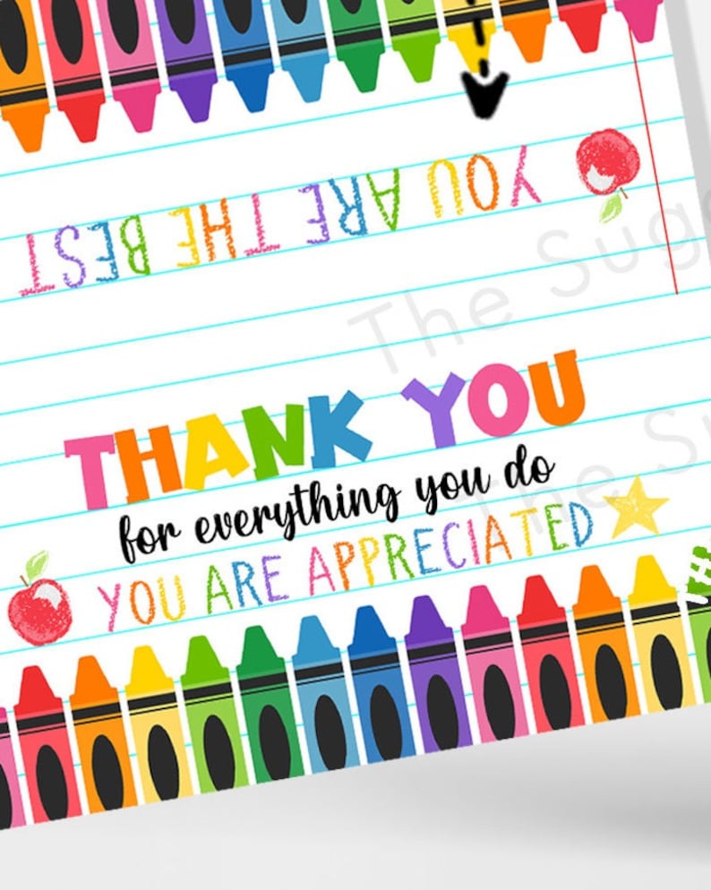 Teacher THANK YOU Treat Bag Topper 4", 5" & 6.5" Teacher Appreciation ...