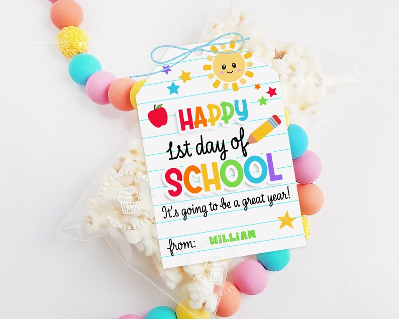 First Day of School Tags EDITABLE, Welcome BACK to SCHOOL Tags, Happy ...