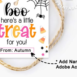 Printable Halloween Tags, BOO Here's a Little Treat Tag, Candy Corn Boo ...