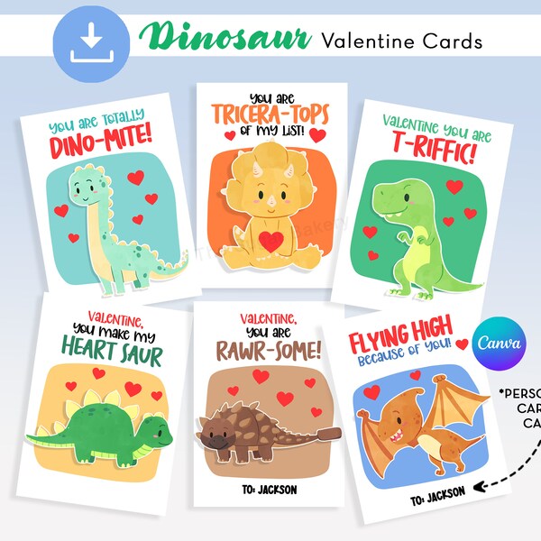 Dinosaur Valentine - Etsy