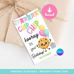 Chip Chip Hooray Birthday Cookie Tag, Printable Birthday Cookie Tag ...