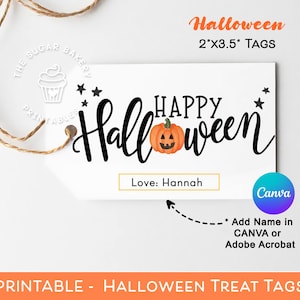 EDITABLE Halloween Gift Tags, Happy Halloween Cookie Tags, Trick or ...