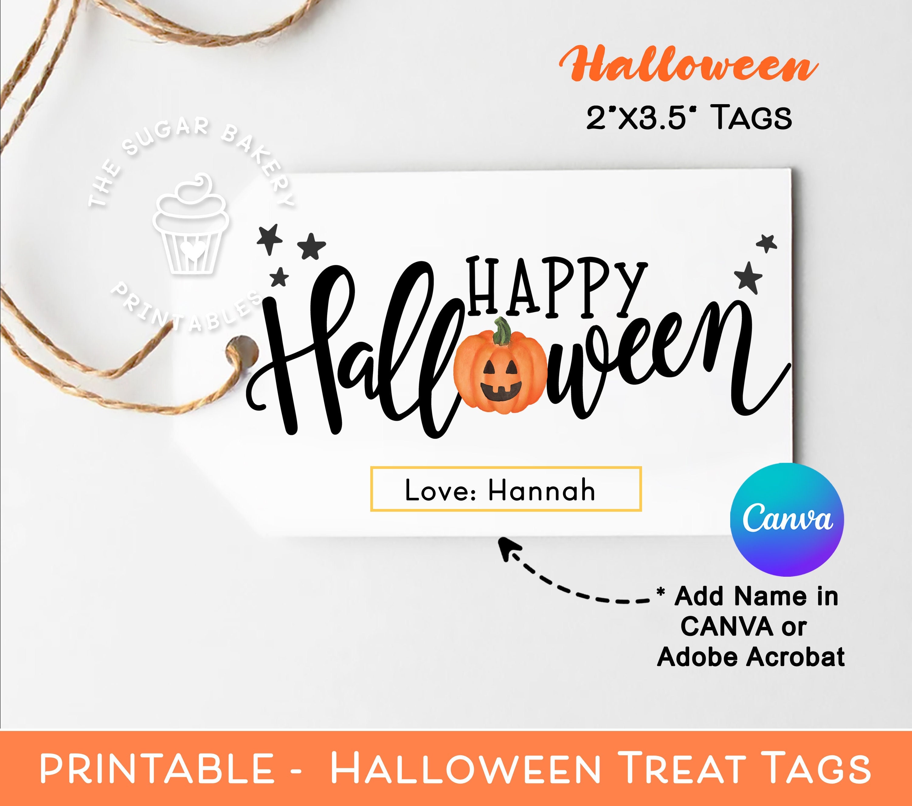 EDITABLE Halloween Gift Tags, Happy Halloween Cookie Tags, Trick or ...