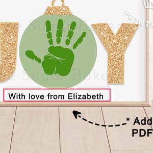 JOY Christmas Ornament Handprint Art, Christmas Handprint Art Craft ...