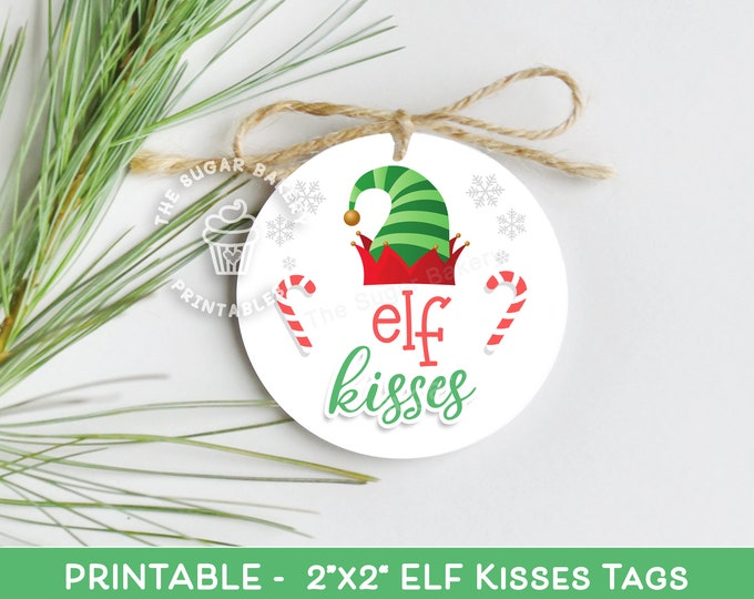 Elf Kisses Printable Treat Bag Topper - Christmas Candy Bag Topper ...