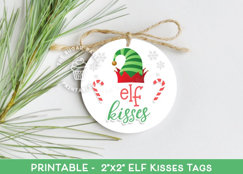 ELF KISSES Tag Printable Elf Kisses Cookie Tags Santa Claus - Etsy