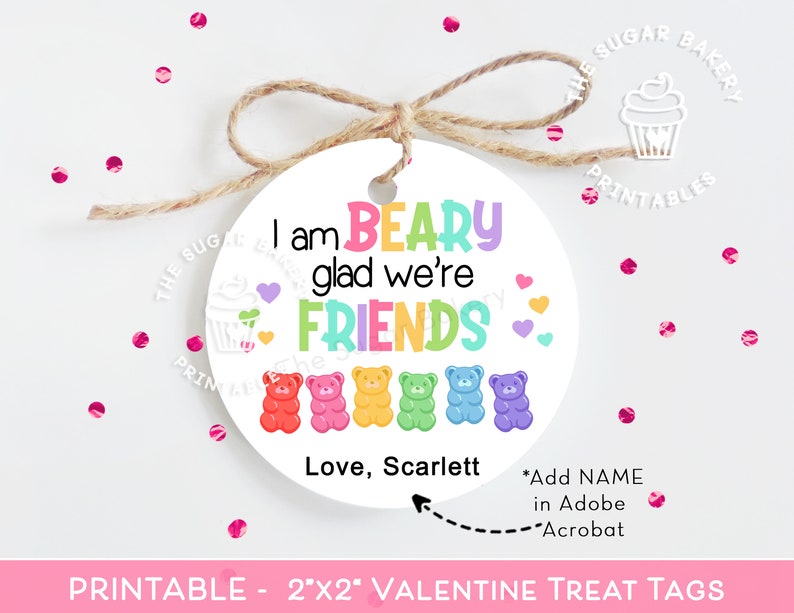 BEARY Glad Friends Gummy Bear Tag Gummy Bear Valentine Tag - Etsy
