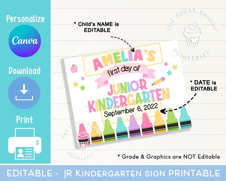 First Day of JUNIOR KINDERGARTEN Sign, 1st Day of Jr. Kindergarten ...