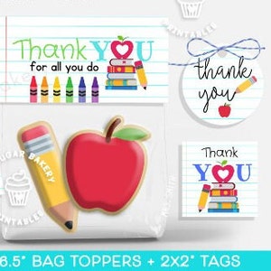 Teacher Appreciation Gift BUNDLE, Thank You Teacher Treat Bag TOPPER ...