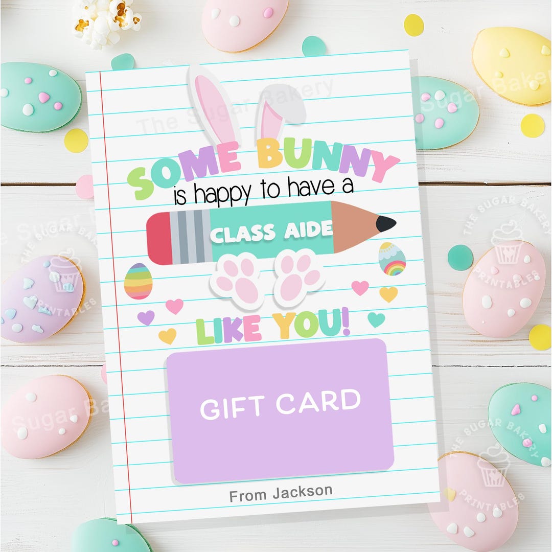 Printable Teachers AIDE Easter Gift Card Holder for Class Aide ...