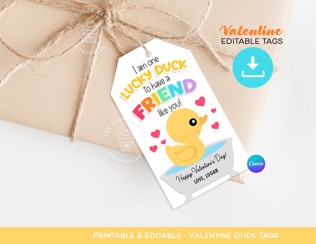 Printable Valentine Duck Tag, Lucky DUCK to Have Friend Like You ...