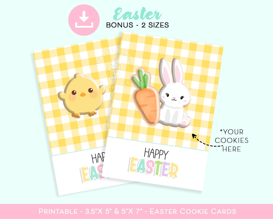 Easter Cookie Cards, Yellow Plaid Mini Cookie Card, Cookie Cards Easter ...