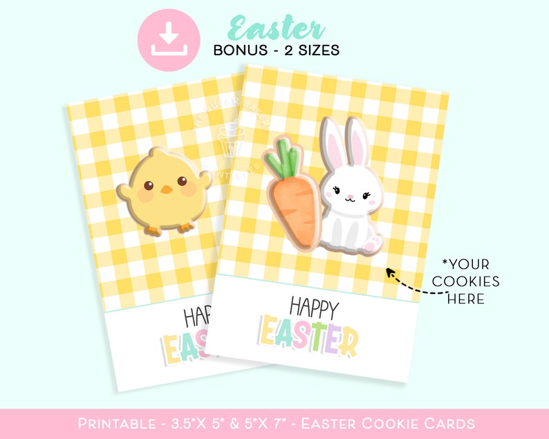 Easter Cookie Cards, Yellow Plaid Mini Cookie Card, Cookie Cards Easter ...