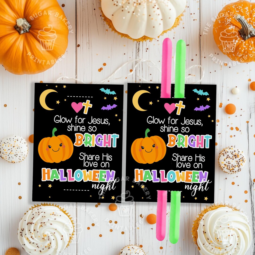 Christian Halloween Glow Stick Tags Printable, Let Your Light Shine ...