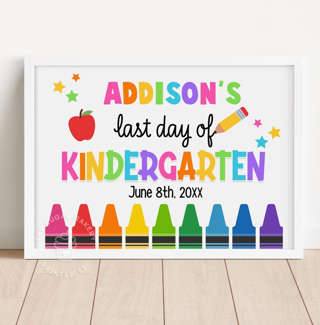 LAST Day of KINDERGARTEN SIGN, Editable Last Day of School Sign ...