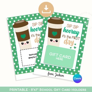 PRINTABLE Back to School Coffee Teacher Gift Card Holder, Editable ...