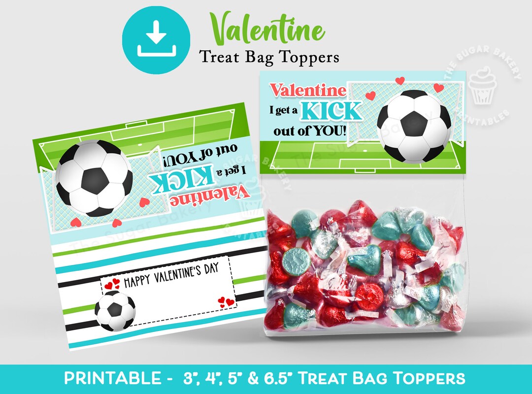 Soccer Valentine Treat Bag Topper, Valentine Bag Topper, Kids Soccer ...